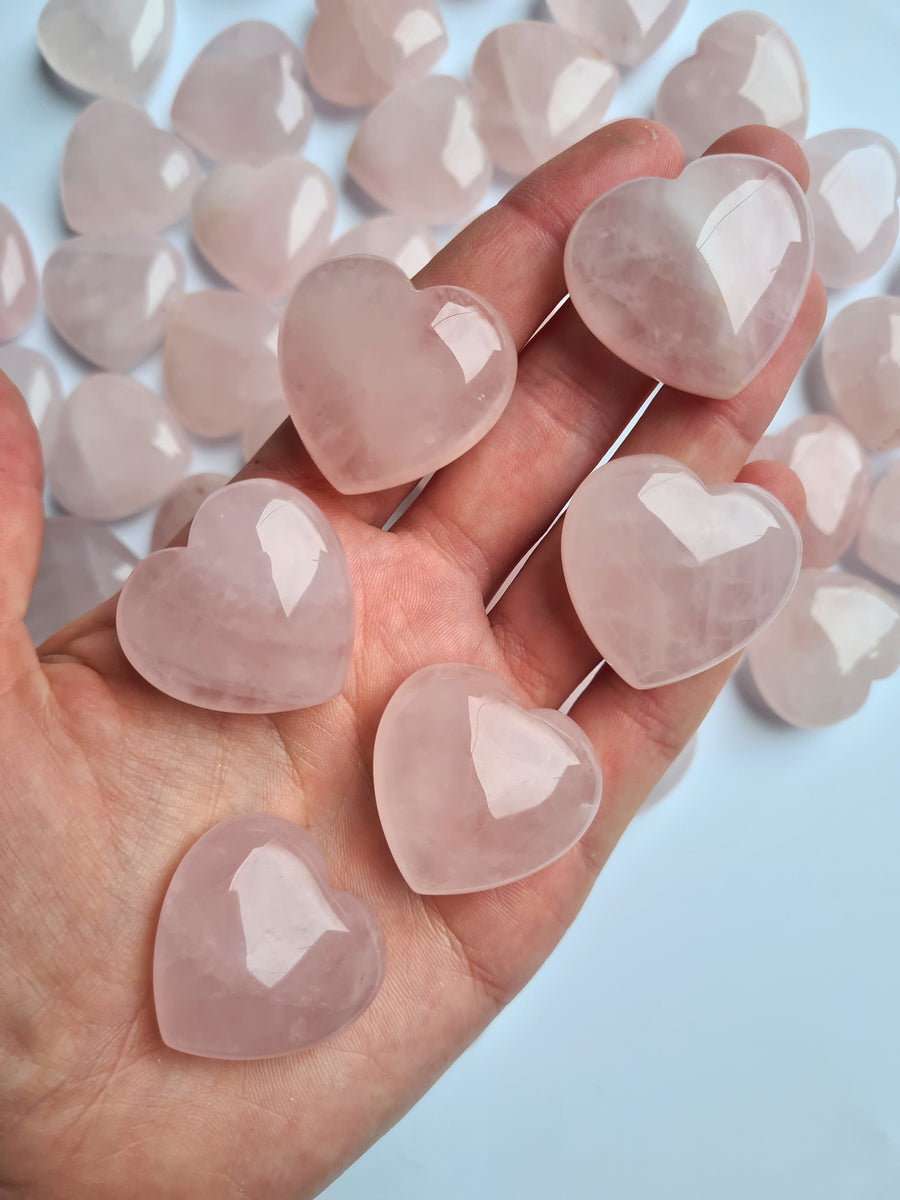 Mini Rose Quartz Hearts – Aquarius Crystals